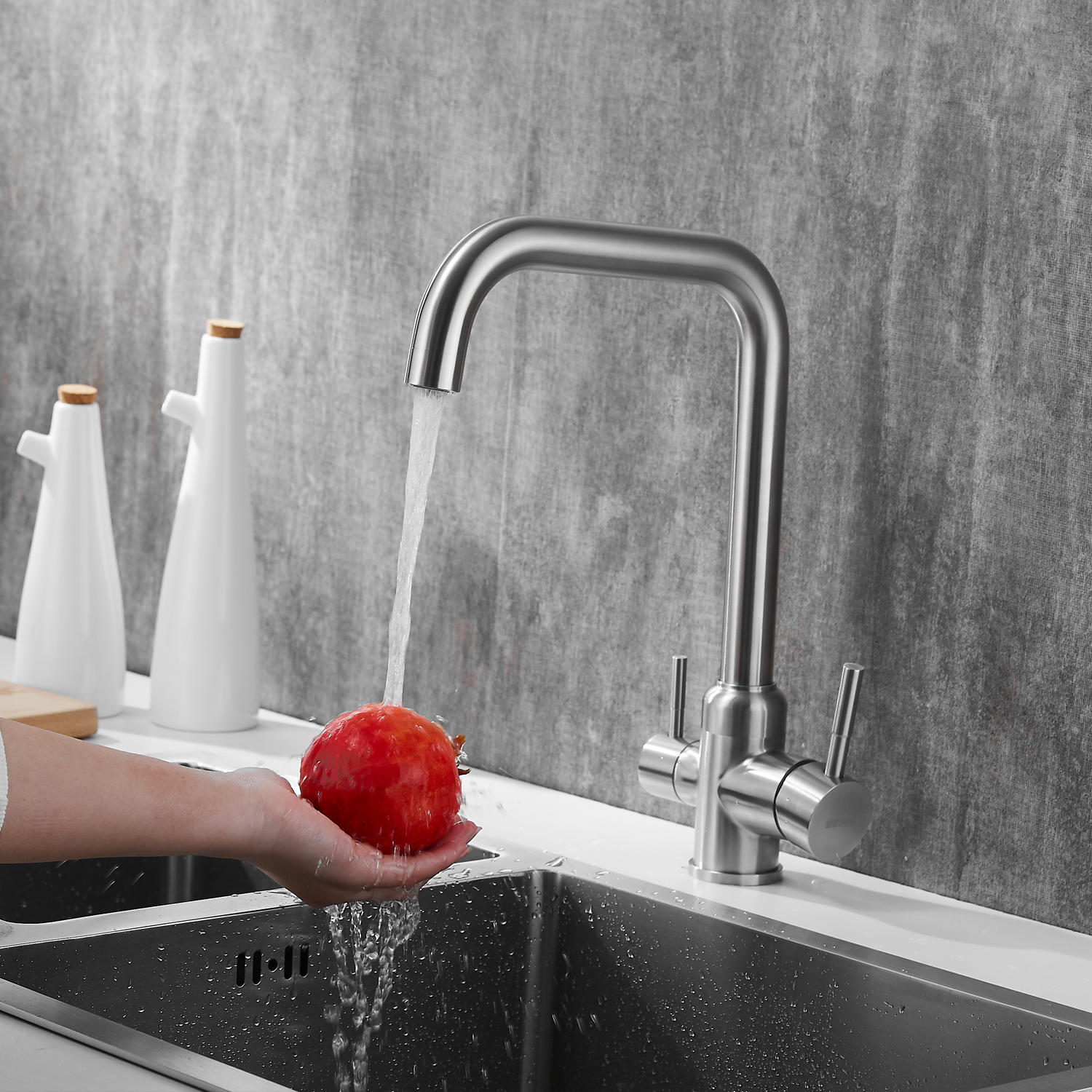 Смеситель для кухни со встроенным фильтром (краном) под питьевую воду Shevanik S268B купить в ...