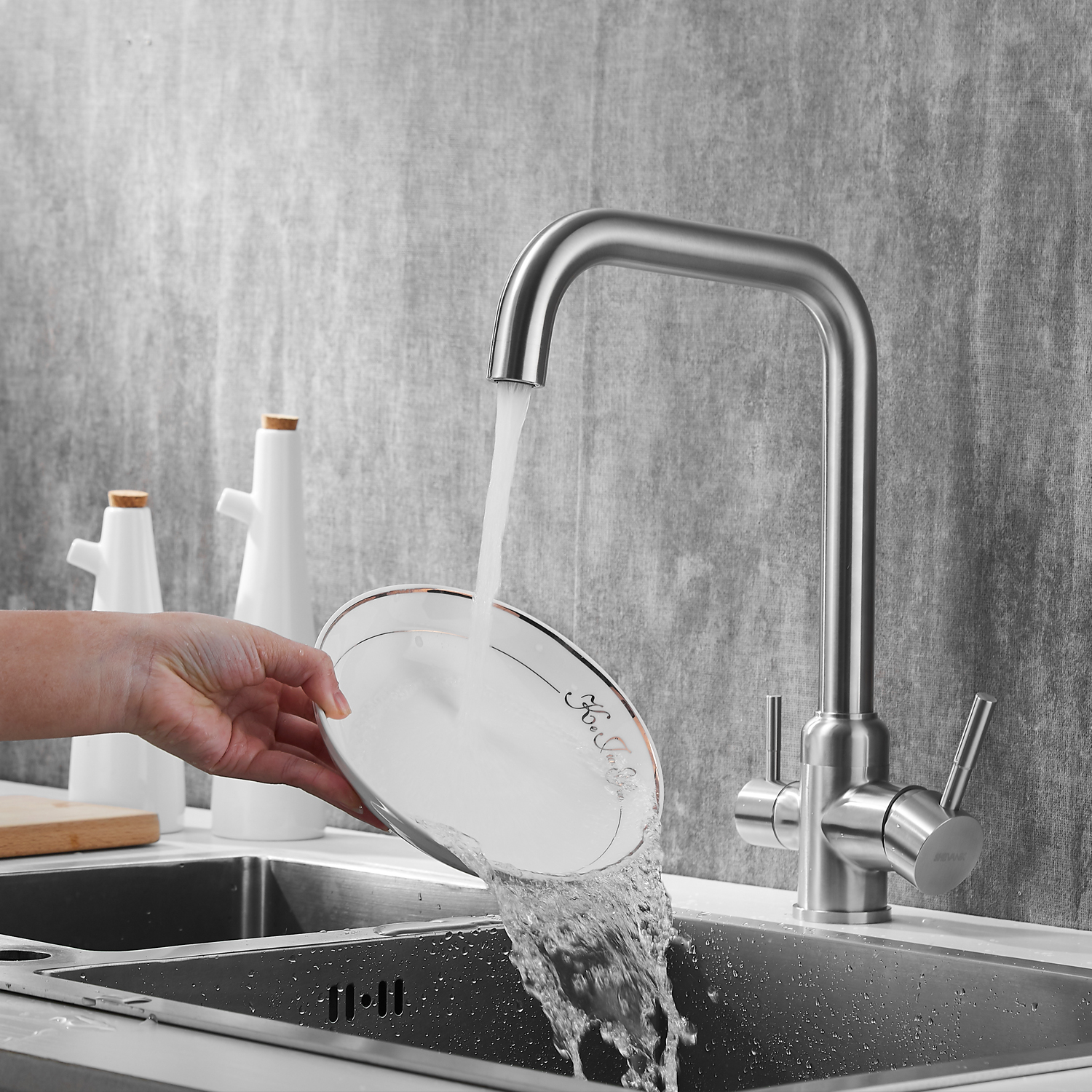 Смеситель для кухни со встроенным фильтром (краном) под питьевую воду Shevanik S268B купить в ...